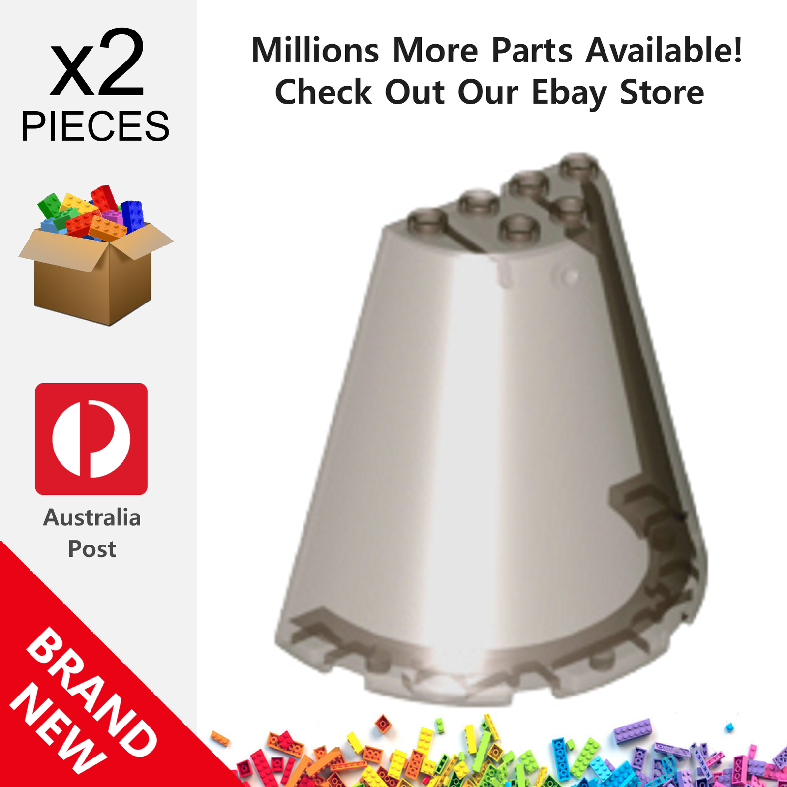 2x Genuine LEGO™ - Cone Half 8 x 4 x 6 - 47543 48310 35161 New Parts | eBay