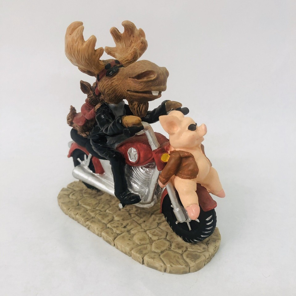Biker Moose Hog Dog Biker Friends Motorcycle Riding Pig Figure Statue ...