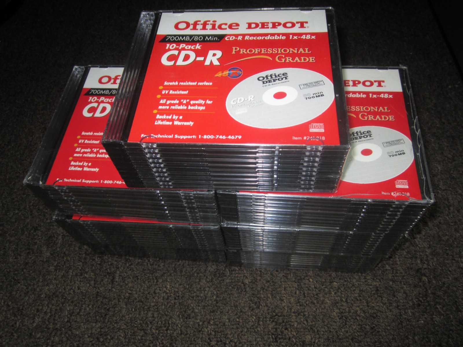 LOT OF 70 x New Office DEPOT CD-R Recordable 1x-48x CD Grade A 700MB ...