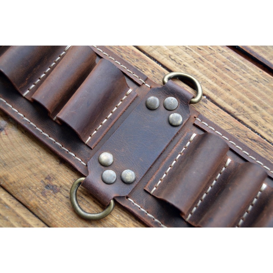 Handmade Leather Cartridge Belt Bandolier with D rings HandSewing ...