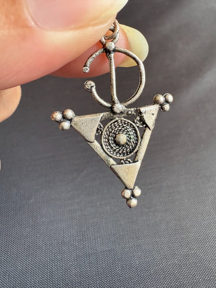 Vintage Silver Berber Fibula Pendant Handmade Silver Moroccan Tazerzit ...