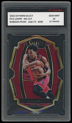 Kyle Lowry 2018-19 Panini Select Die-Cut Maroon Prizm 1st Graded 10 ...