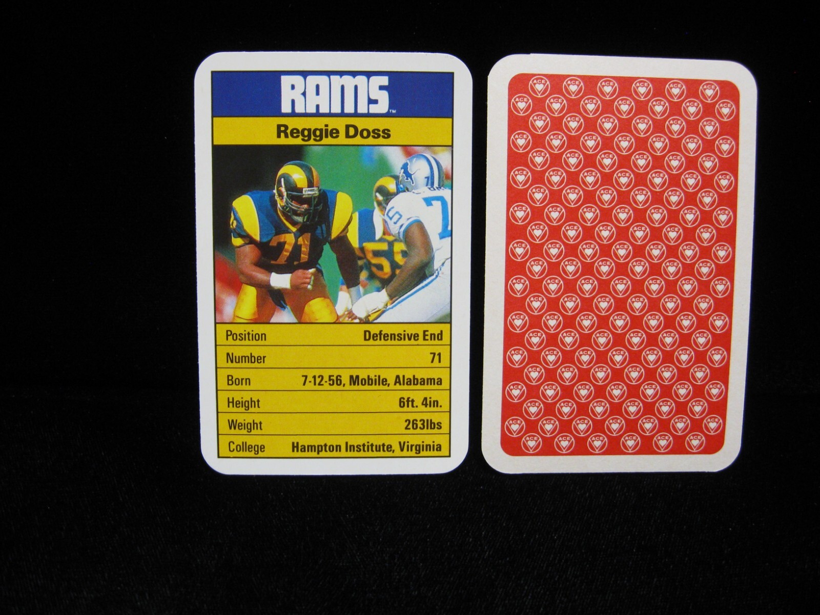 1987 Reggie Doss Los Angeles Rams "Ace Fact Pack" Card United Kingdom ...