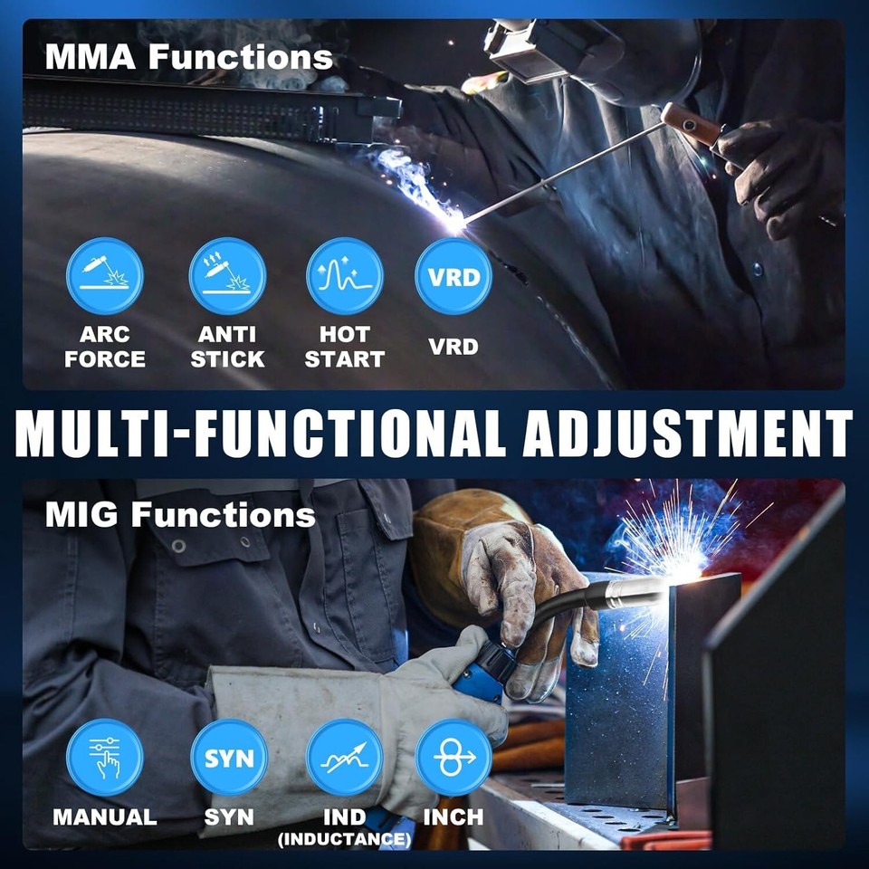 200A MIG Welder,110V/220V Dual Voltage multiprocess welder,Gas Gasless ...