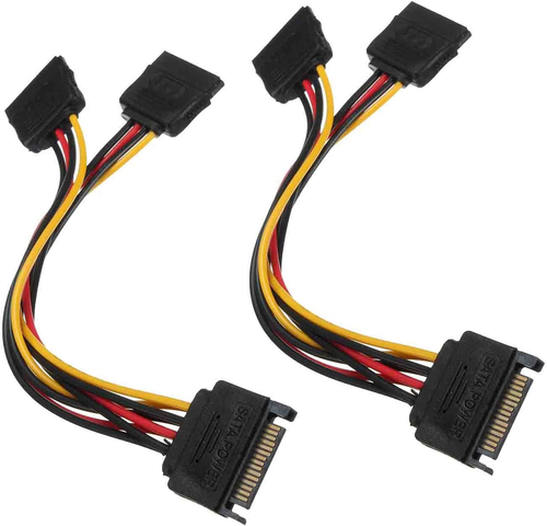 2Pcs 15 Pin SATA to Dual SATA Power Y Splitter Cable for Hard Drive HDD ...