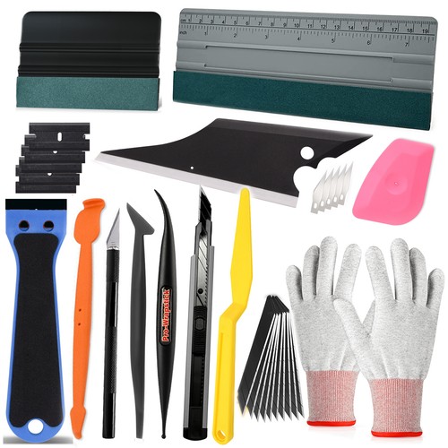 Vinyl Wrap Tool Kit Pro Car Wrapping Felt Squeegee Plastic Scaper Tint ...
