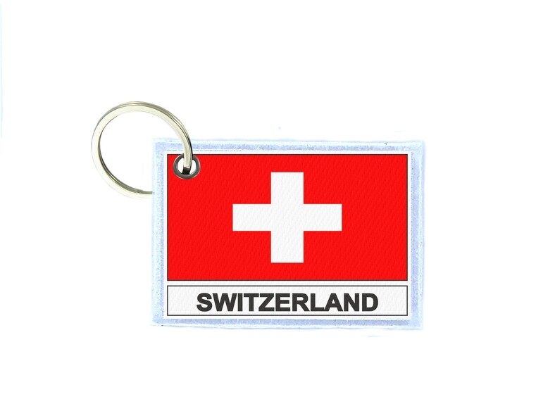 Keychain keyring patch print double sided flag country CH swiss ...