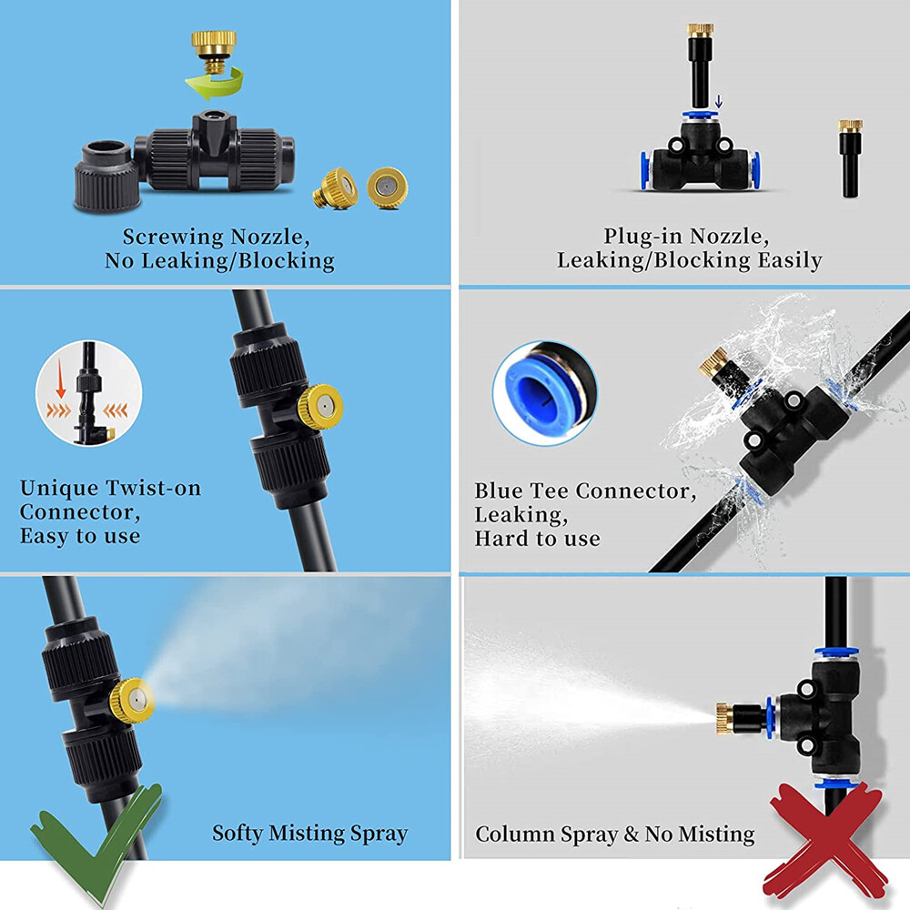 20-98FT Outdoor Patio Water Mister Mist Nozzle Misting Cooling System ...