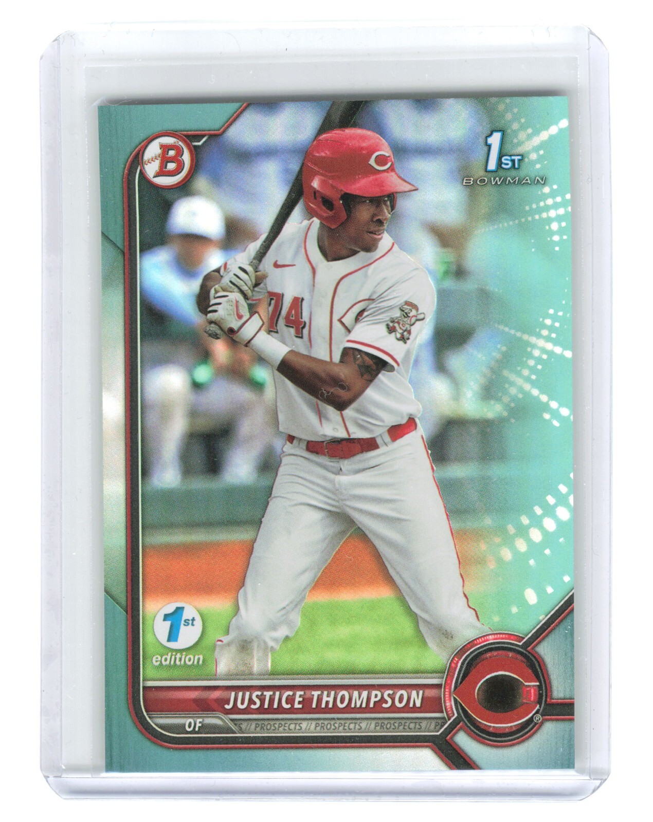 2022 Bowman 1st Edition Sky Blue #59 Justice Thompson (Reds)(1st Bowman ...