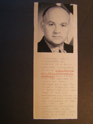 AP Wire Press Photo 1988 US Marine Officer Lt Col William R Higgins ...