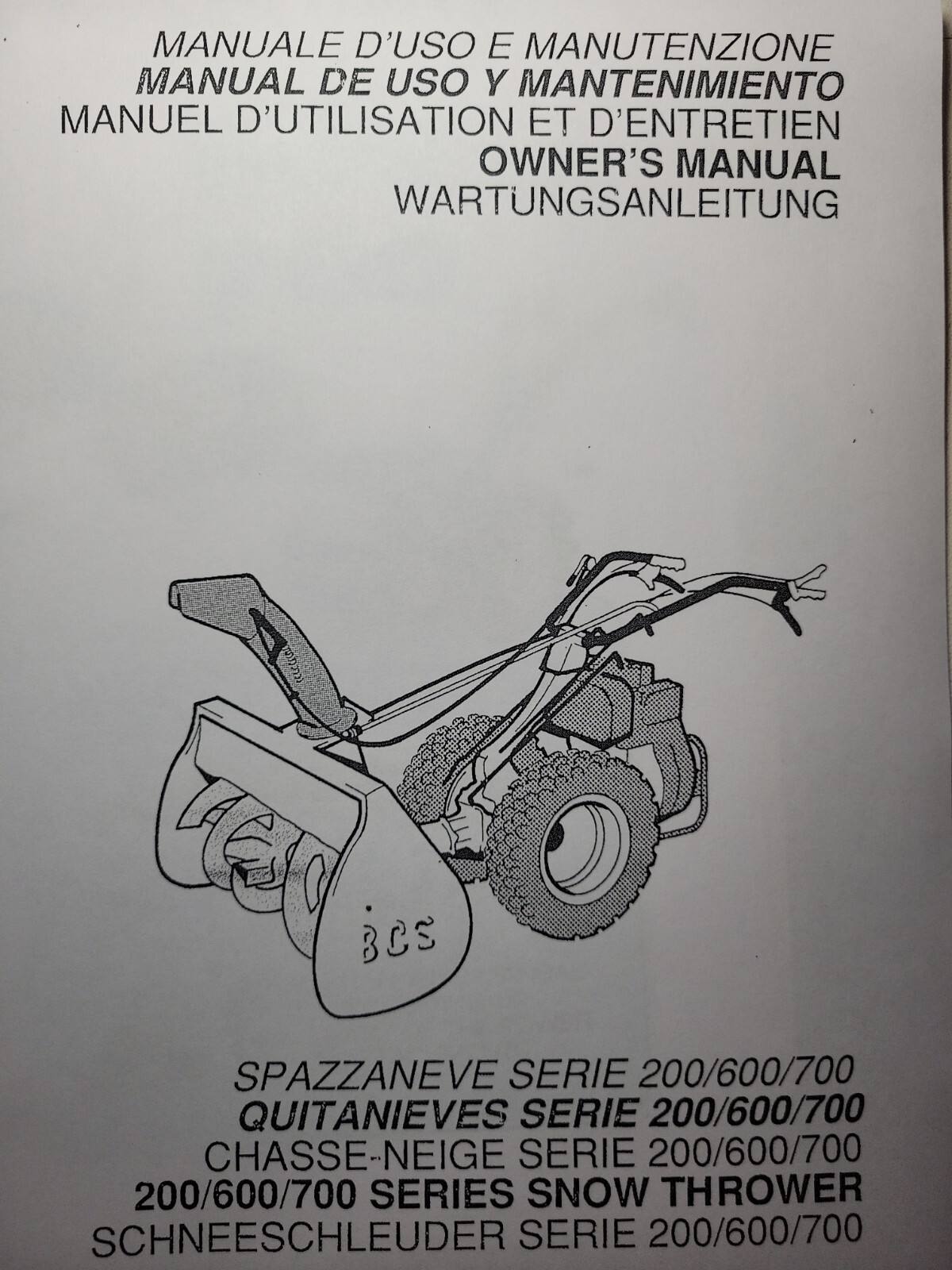 BCS Walk-Behind 200 600 700 Tractor Snow Thrower Blower Implement ...