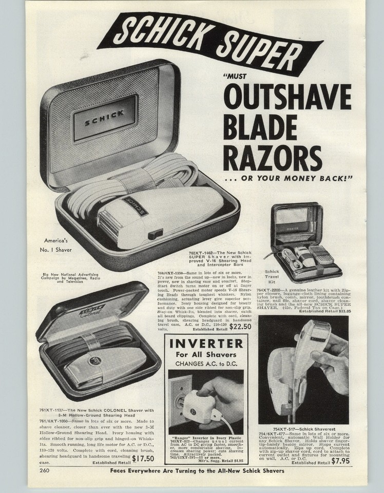 1950 PAPER AD Rolls Safety Razor Schick Electric Shaver Razors Super ...