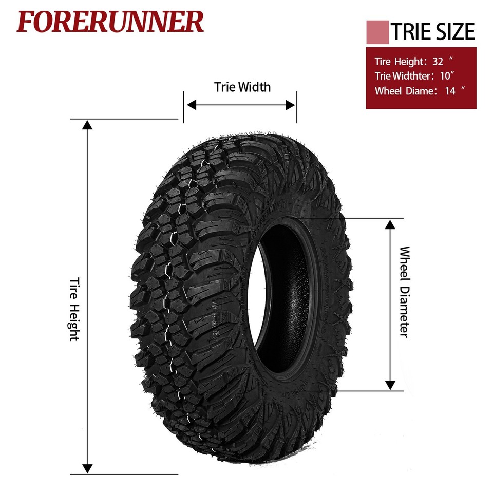 Full Set 32x10x14 8Ply Radial 32x10R-14 ATV UTV Mud Tires 32 10R 14 All ...