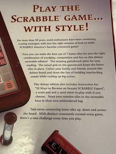 Scrabble Deluxe Turntable 2001 Edition Board Game 100% Complete. Hasbro ...