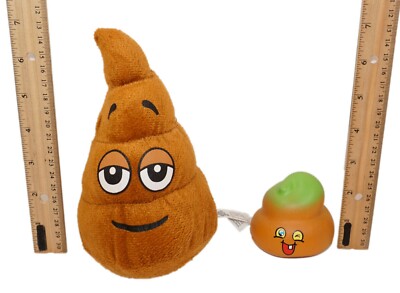 2 Lot - Emoji Poo Stuffed 6" Plush Toy & Stress Squeeze Ball 2.25 ...