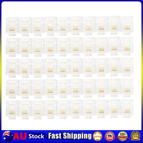 AU 100X 4 Pin RJ11 RJ-11 6P4C Modular Telephone Phone Crystal Plug ...