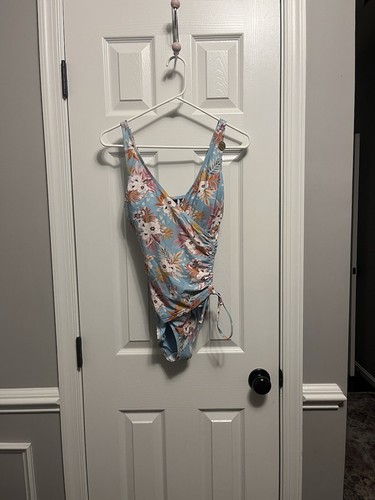 NWT Nip Tuck Women's Floral One Piece Swimsuit Adjustable Strap Blue ...