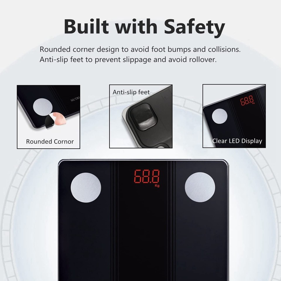 Bathroom Scale Smart Digital Bluetooth Scales for Body Weight Body Fat ...