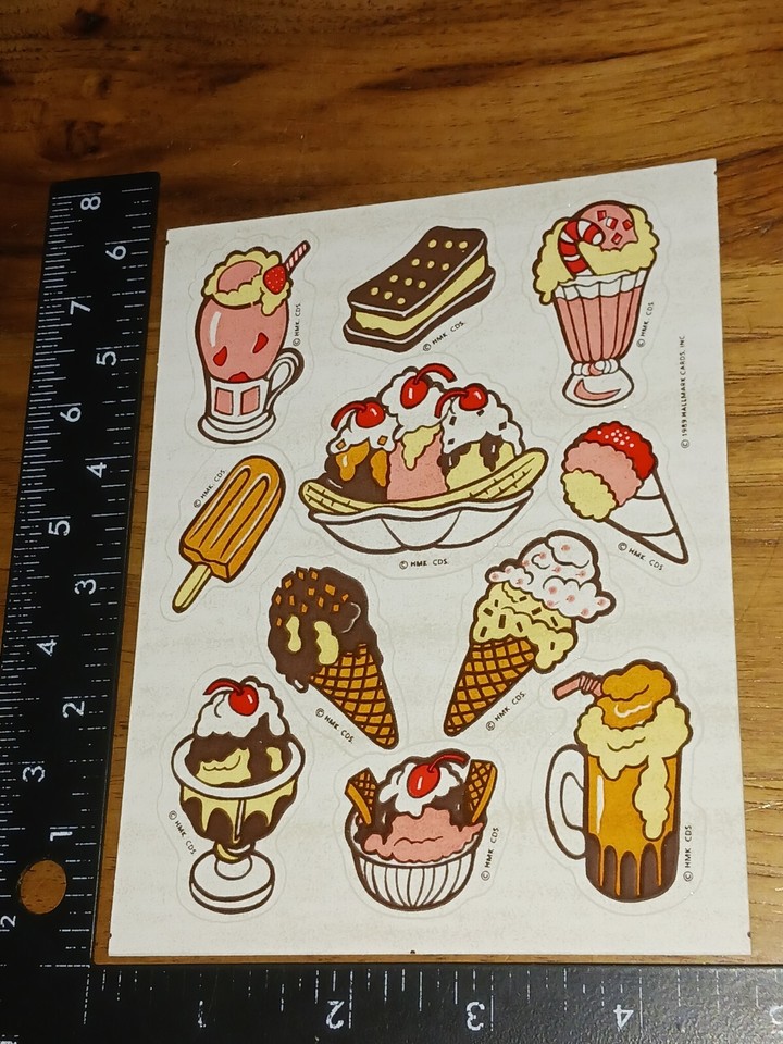 Vintage Stickers,RARE Hallmark, Ice Cream Items. 1 Sheet,(stk22) | eBay