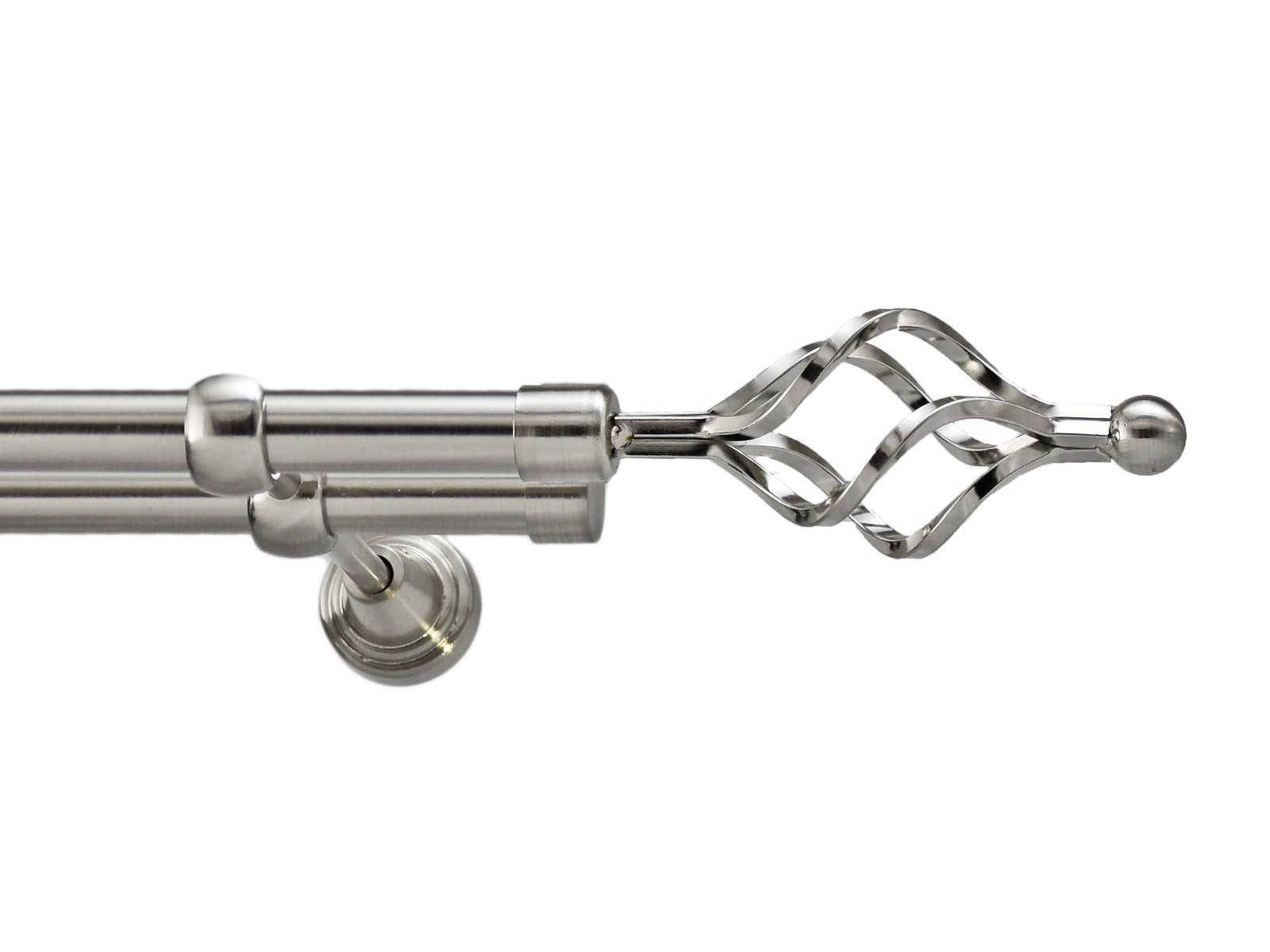 Metal Double Eyelet Curtain Pole Rod Brushed Chrome Diameter 19mm/19mm ...