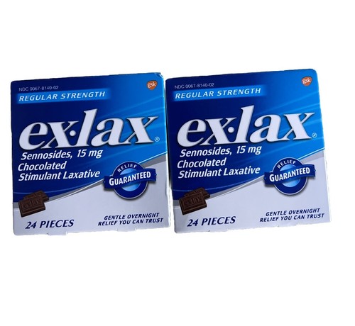 EX-LAX CHOCOLATE 24CT sennosides ORAL TAB CHEW 15 MG X 2 BOXES | eBay