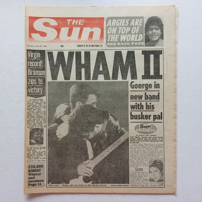 WHAM II George Michael/Tracy Neve/Maradona - The Sun UK Newspaper (JUN ...