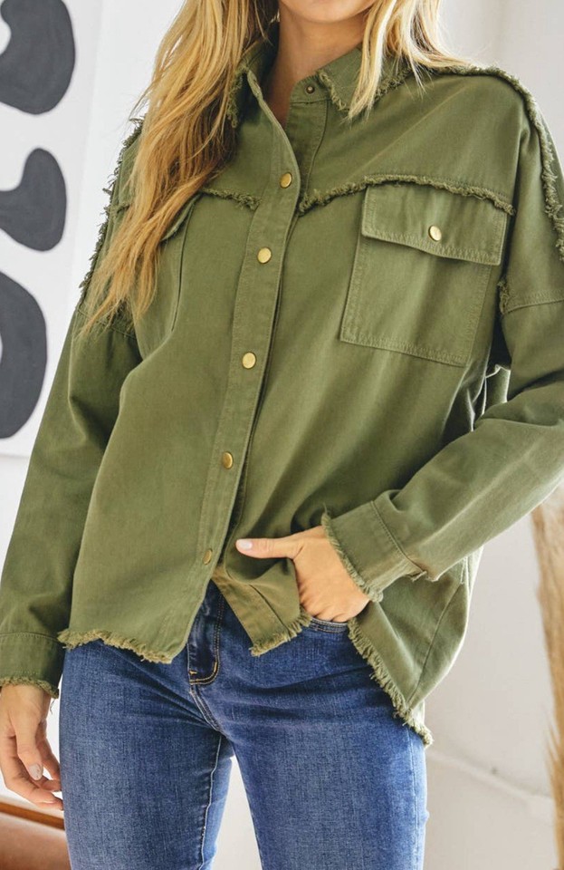 Davi & Dani Women’s Plus Rock & Roll Utility Jacket Olive Size 1XL | eBay