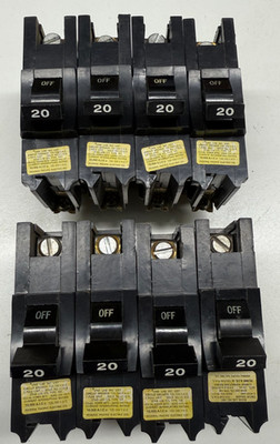 LOT of (8) Federal Pacific NB120 FPE 20 amp 120-volt Bolt-On Circuit ...