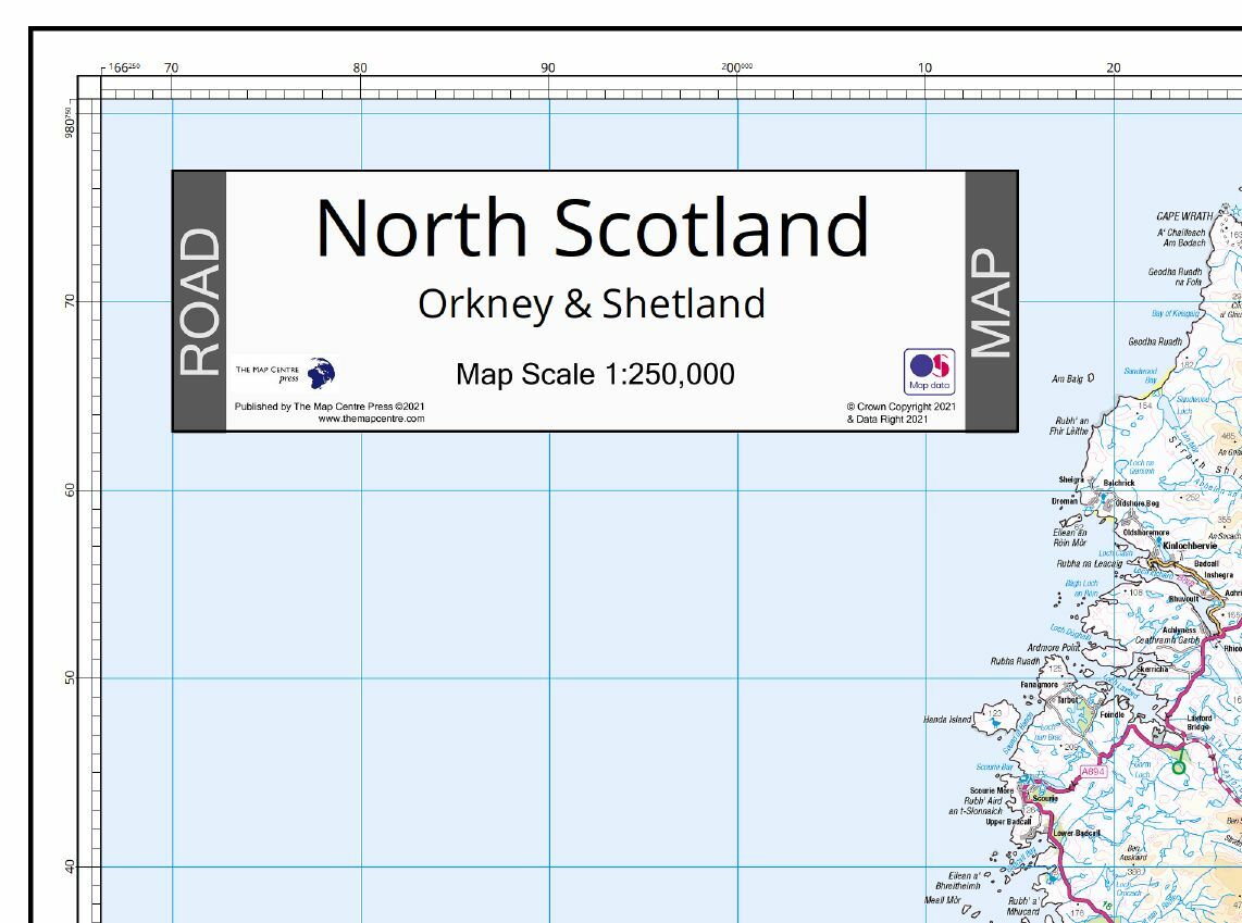 Ordnance Survey WALL Map of Northern Scotland - Road Map - Incls ...