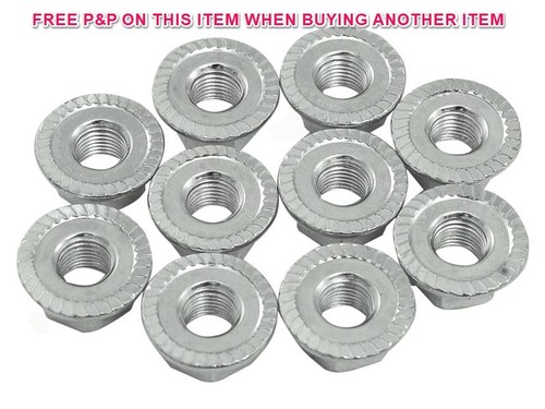 BULK PACK OF 10 BIKE M9 x 1mm THREAD SPINDLE AXLE FLANGED WHEEL NUTS ...