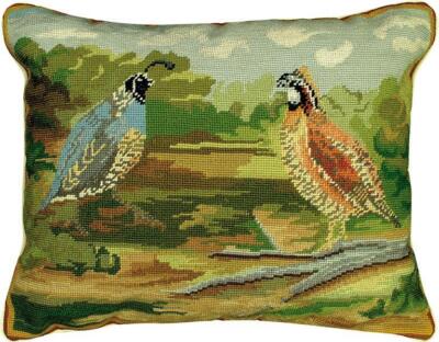 Handmade Vintage Quail Needlepoint Pillow 16x20 | eBay