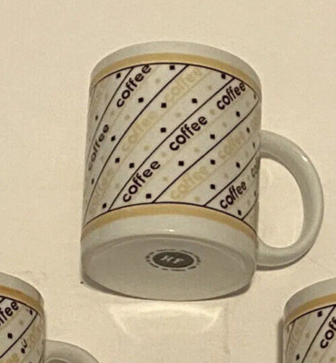 Vintage Retro 1990 COFFEE CUPS - HF Houston Foods Brown Gold White | eBay