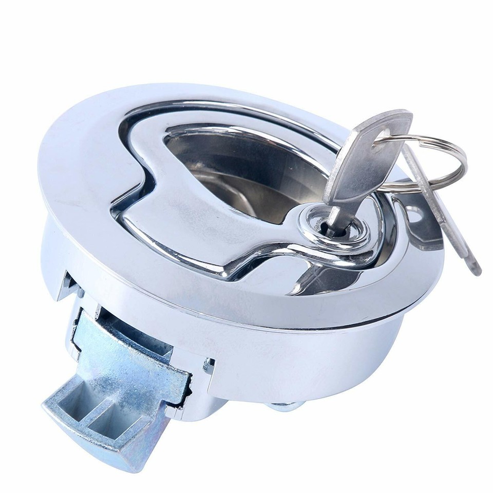 2 PCS Chrome 2" Marine Boat Locking Flush Pull Slam Latch Hatch with ...