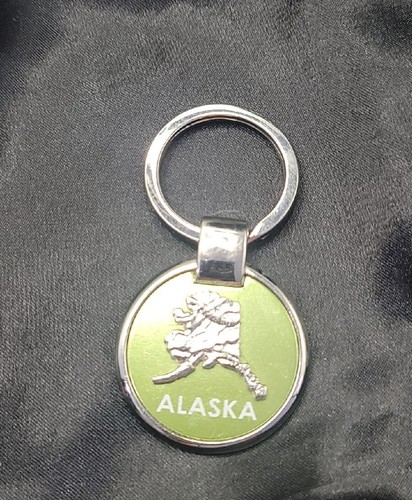Alaska Keychain Travel Souvenir 49th State 3D Map Green & Silver Tone ...