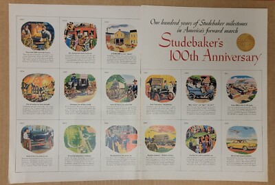 Original Vintage 1950's 1952 Print Ad Studebaker Automobiles 100th ...