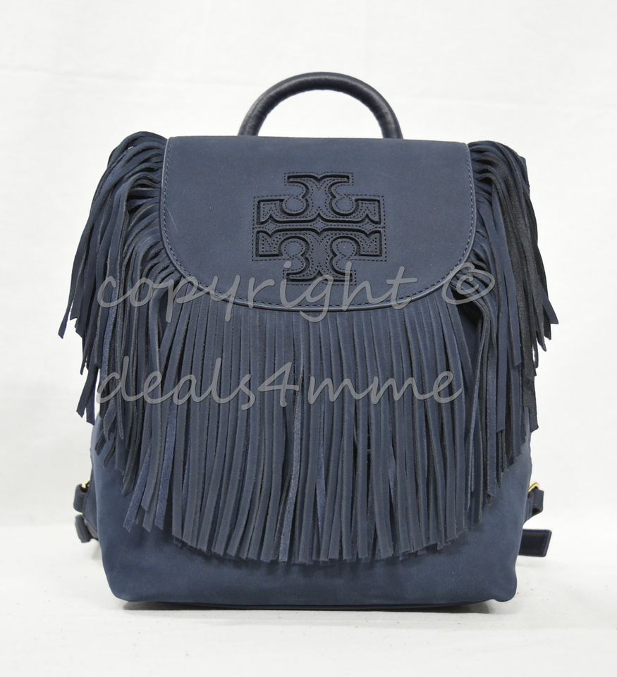 NWT Tory Burch Harper Fringe Suede Mini Backpack in Otter Brown OR Tory ...