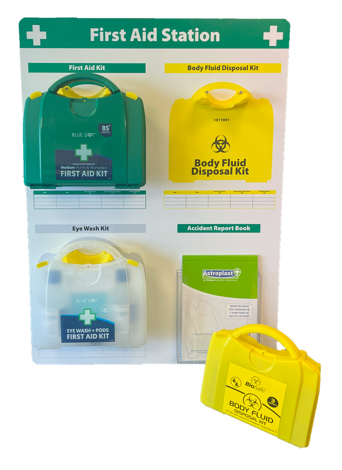 First Aid & Body Fluid & Eyewash Station Wall Mountable First Aid Kits ...