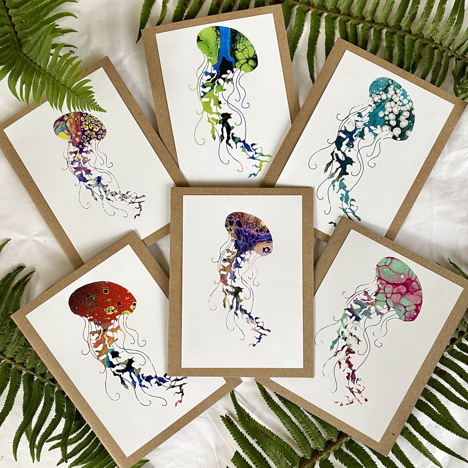 Set Of 6 Jellyfish Greeting Cards Art Prints | eBay