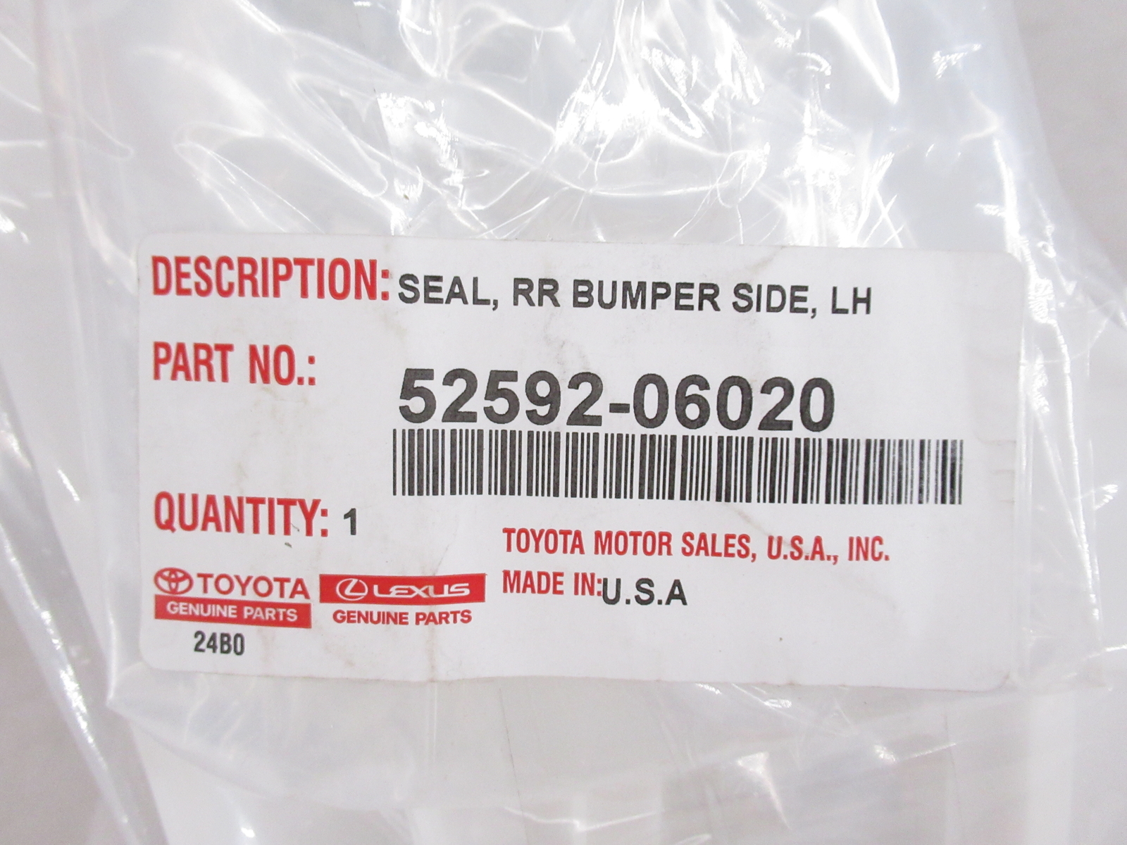 Genuine OEM Toyota 52592-06020 Driver LH Rear Bumper Side Seal 2015 ...