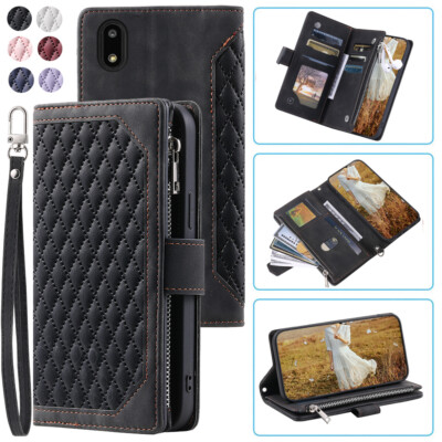 Luxury Rhombic Wallet Case,Leather Zipper Flip Card Case For Orbic Maui ...
