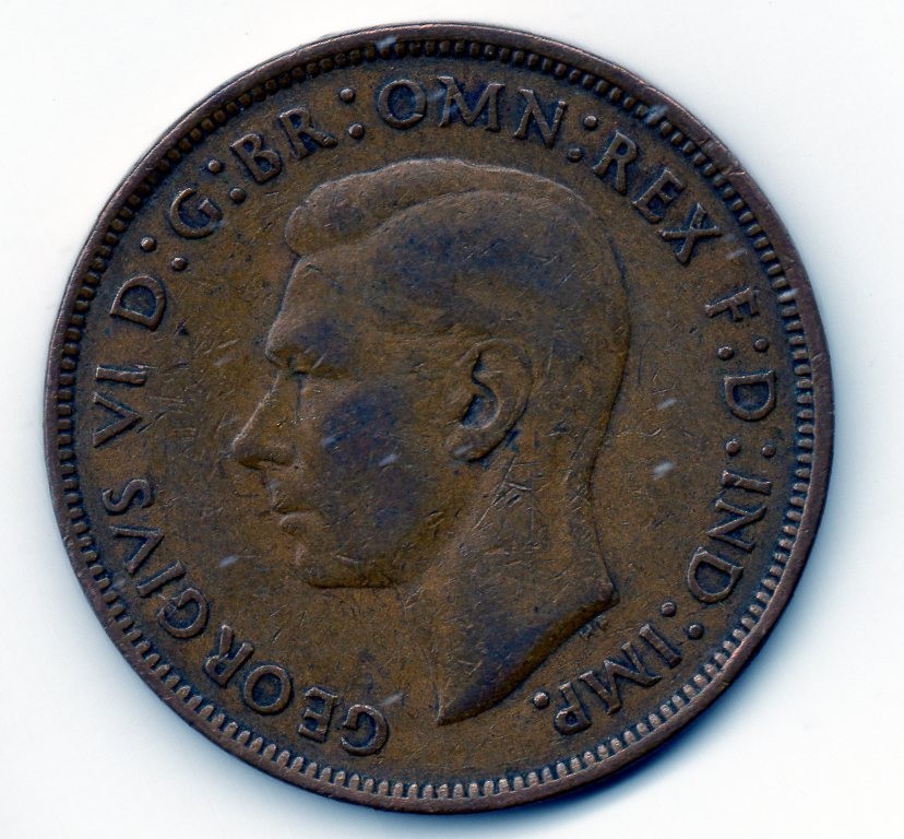 1945 ONE PENNY KING GEORGE VI 1d COIN GOOD CONDITION BRONZE COPPER ...