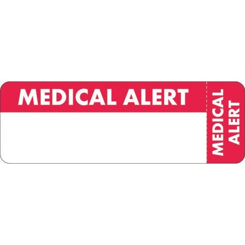 Alert Labels, Medical Alert, White, and Red, 3" x 1" (Roll of 250) | eBay