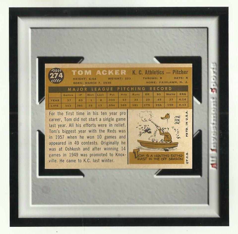 1960 Topps TOM ACKER #274 NM-MT **great baseball card** TD89 | eBay