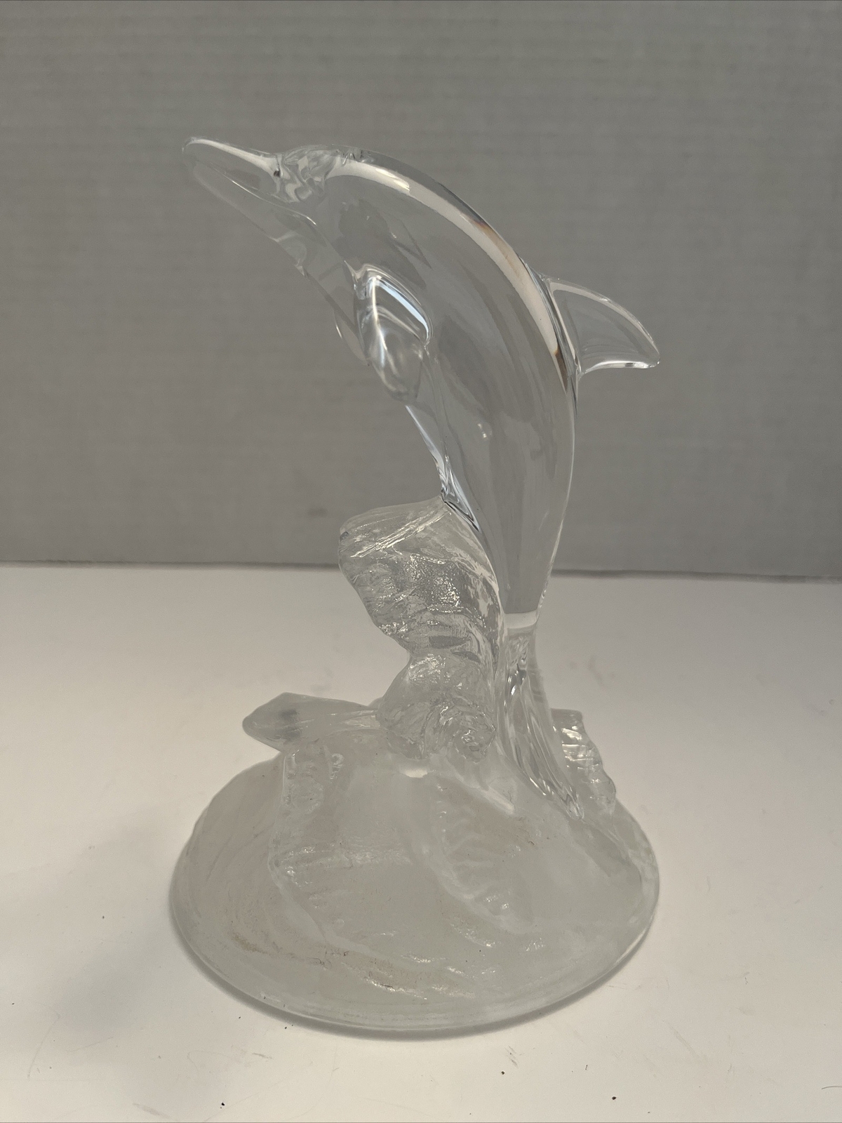 Cristal d'Arques Dolphin Clear Lead Crystal Figurine Frosted Glass Base ...