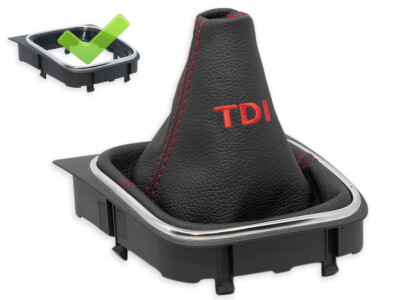 FOR VW GOLF VI 08-13 GEAR SHIFT BOOT GAITER LEATHER EMBROIDERY TDI s ...