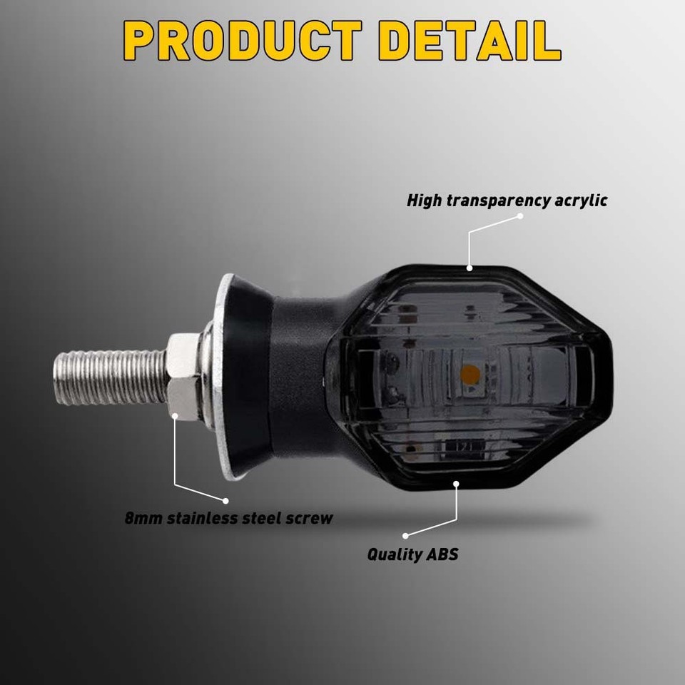 Motorcycle Mini LED Turn Signal Indicator Smoked Amber Light For ...