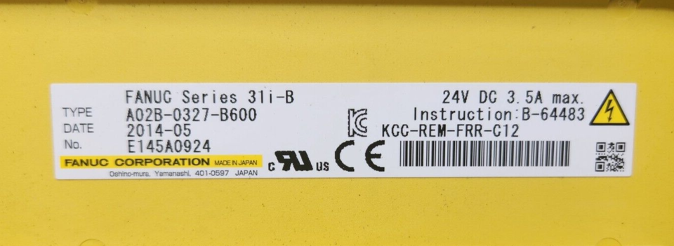 A02B-0327-B600 FANUC Series 31i-B 24V DC HMI Control Panel Location B1K ...