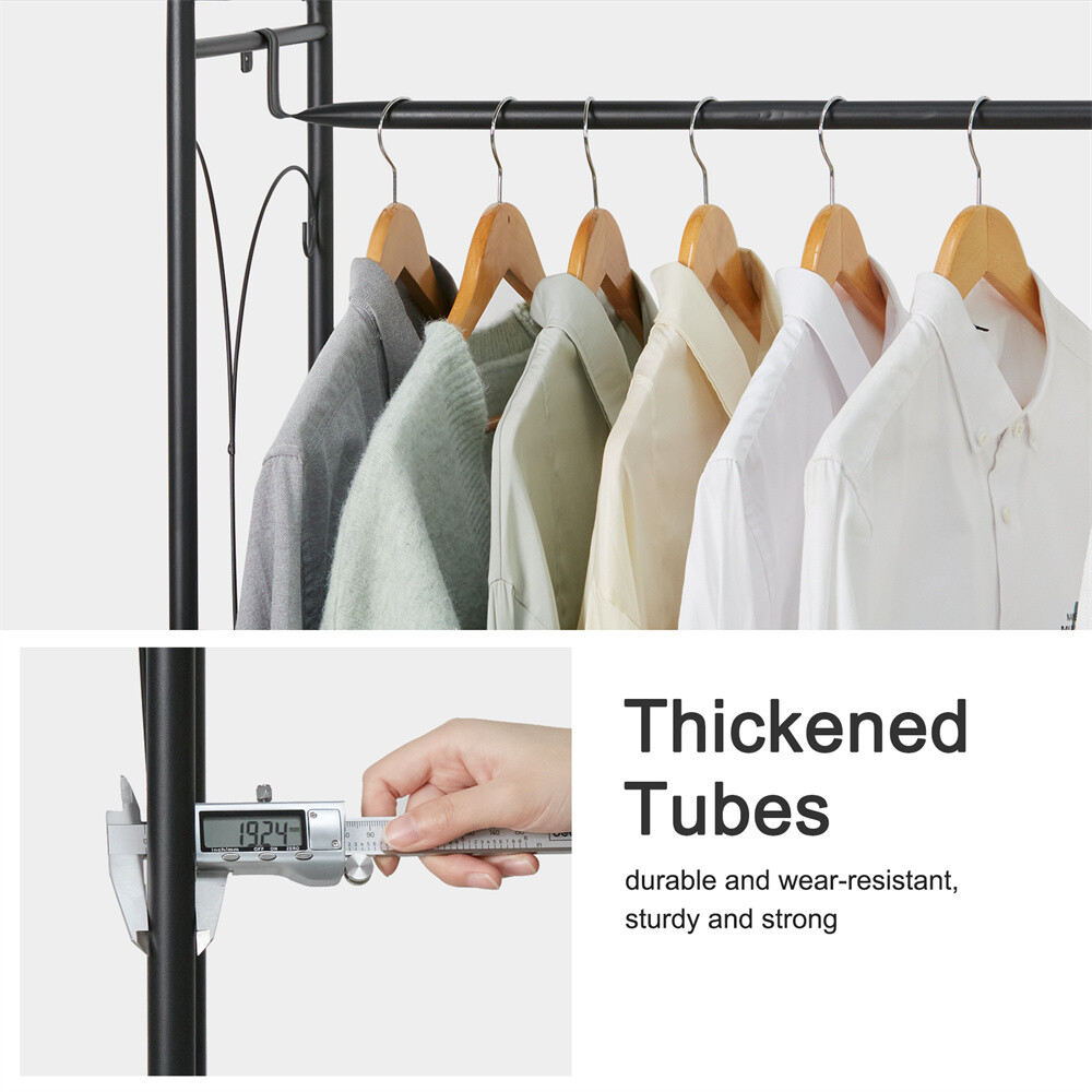 Clothes Rack Heavy Duty Garment Storage Stand with Shelves Living Room ...