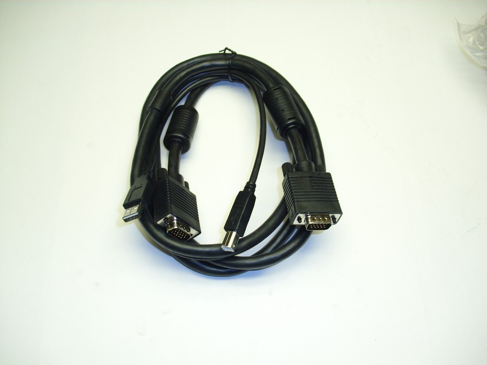 6ft HQ 4xShield KVM switch box Cable,SVGA/VGA Male~M,USB 2.0 A~B Cord ...
