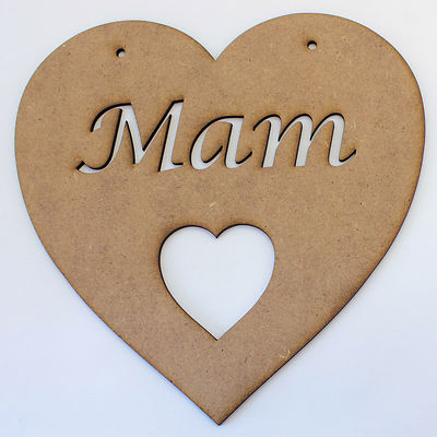 'Mam' Heart Hanging Decoration 2mm MDF - 15cm. Mothers Day. Mum. Craft ...
